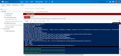Cordova Build For Android Failed Vsts Stack Overflow