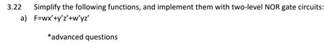 Solved 322 Simplify The Following Functions And Implement