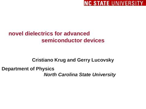 Ppt Novel Dielectrics For Advanced Semiconductor Devices Dokumen Tips
