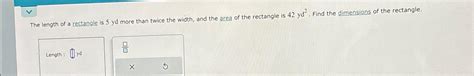 Solved The Length Of A Rectangle Is Yd More Than Twice The Chegg Com