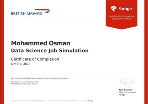Mohammed Osman On Linkedin Datascience Britishairways Forage