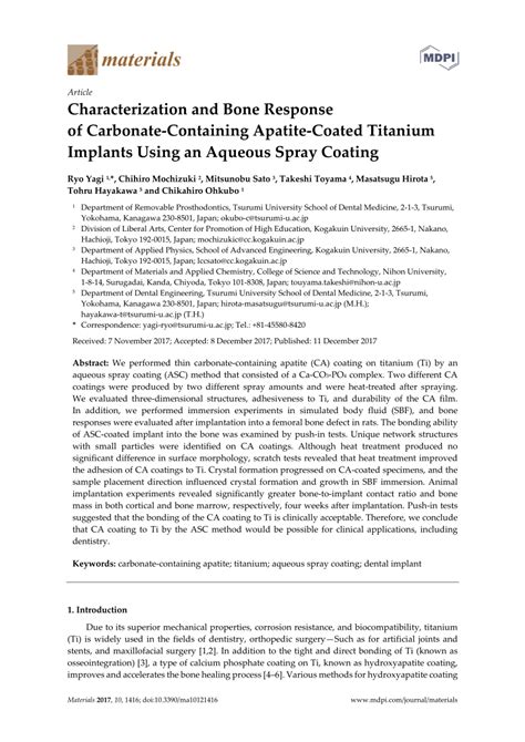 Pdf Characterization And Bone Response Of Carbonate Containing