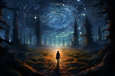 Premium AI Image Mesmerizing Celestial Mazes Challenging Adventurers