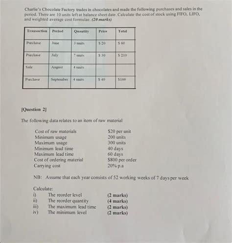 Solved 1 The Inventory Costing Method That Is Based On The