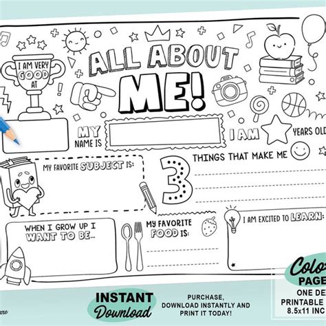All About Me Yearbook Page Etsy