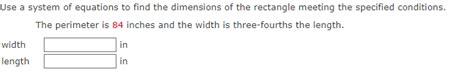 Solved Use A System Of Equations To Find The Dimensions Of