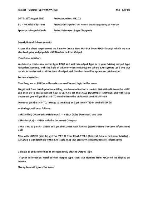 Output Type With Vat Number Pdf Invoice Computer Engineering