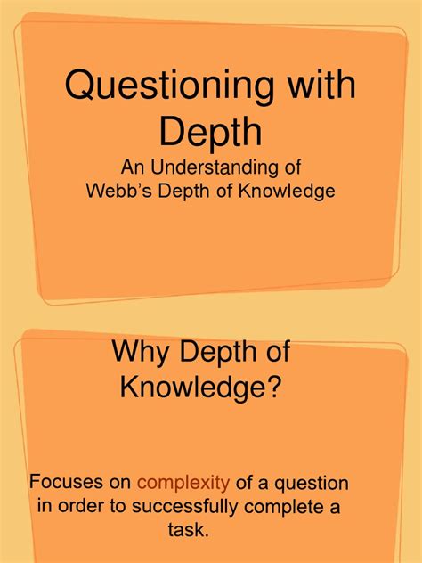 Depth Of Knowledge Pdf Thought Question