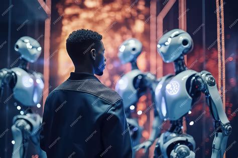 Premium Ai Image Man And Robot Concept Of Machine Learning And Neural