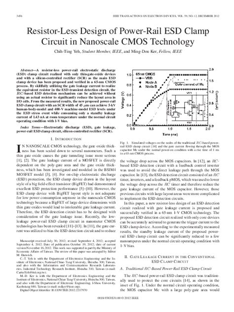 Pdf Resistor Less Design Of Power Rail Esd Clamp Circuit In Nanoscale