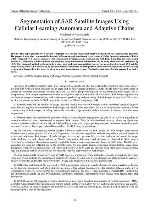 pdf segmentation of sar satellite images using cellular learning