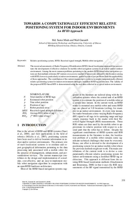 Pdf Towards A Computationally Efficient Relative Positioning System