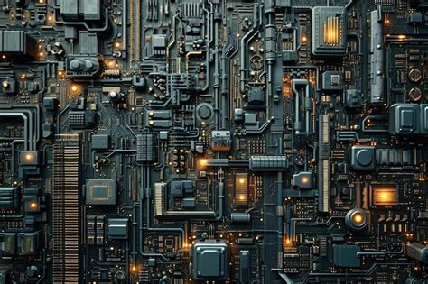 Premium Photo A Computer Circuit Board Showcasing An Array Of Yellow Lights Illuminating The
