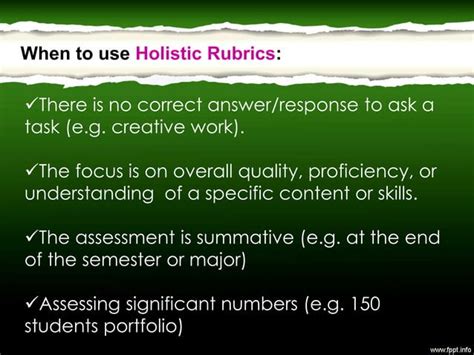 rubrics analytic and holistic ppt