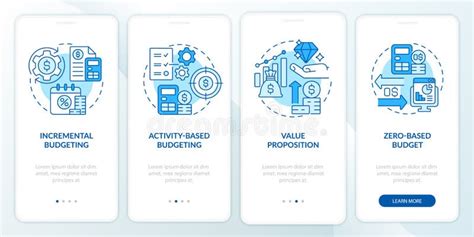 Budgeting Types Blue Onboarding Mobile App Screen Stock Vector Illustration Of Site Vector
