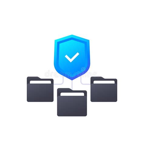 Secure Folders Vector Icon With A Shield Stock Vector Illustration Of