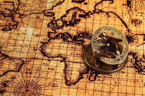 Premium Photo Old Vintage Compass On Ancient Map