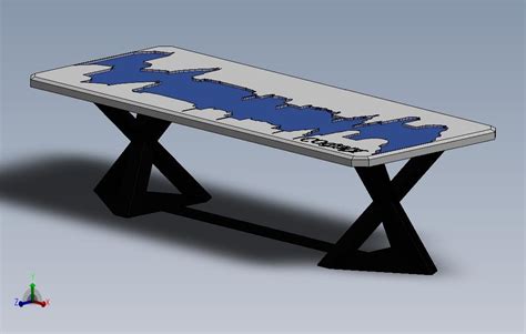 项目索菲亚在由金属木材和环氧树脂制成的咖啡桌上 SOLIDWORKS 2018 模型图纸免费下载 懒石网