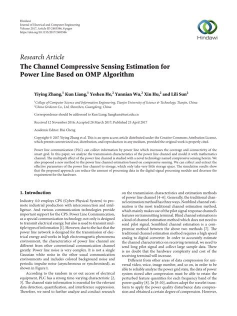 PDF The Channel Compressive Sensing Estimation For Power Line Based