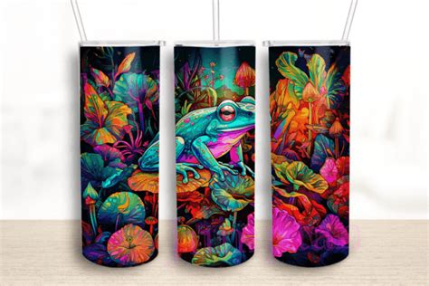 Bright Neon Colorful Frogs Tumbler Graphic By Marino · Creative Fabrica