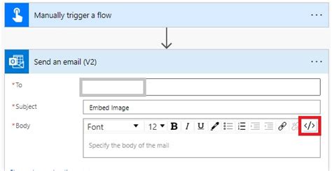 {step by step} embed image in mail body using power automate