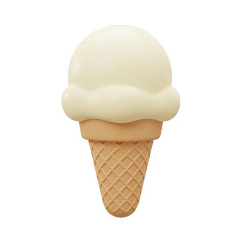 Creamy Vanilla Ice Cream Cone A Refreshing Summer Treat 3D Rendered