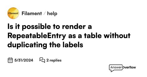 Is It Possible To Render A Repeatableentry As A Table Without Duplicating The Labels Filament