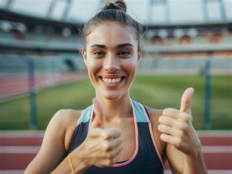 A Woman With A Thumbs Up Giving The Thumbs Up Sign Premium Ai Generated Image