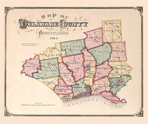 1875 Map Of Delaware County Pennsylvania Etsy