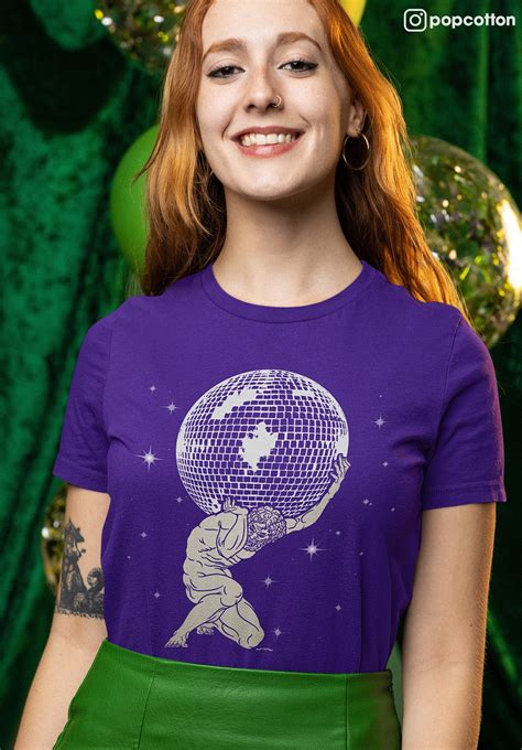 Funny Parody Atlas Holding Disco Ball Greek Mythology God Pop Cotton