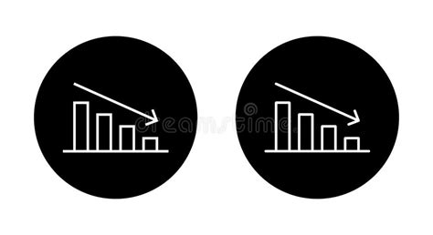 Decline Bar Chart With Downward Trend Arrow Outline Icon Decrease