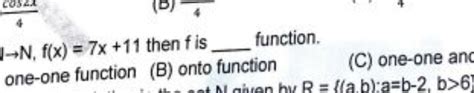 Given A Function F N → N Fx 7x 11 Determine The Type Of Function