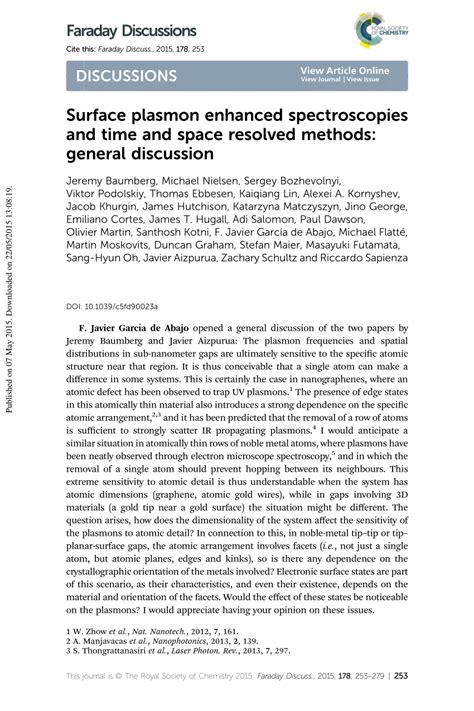 Pdf Surface Plasmon Enhanced Spectroscopies And Time And Space