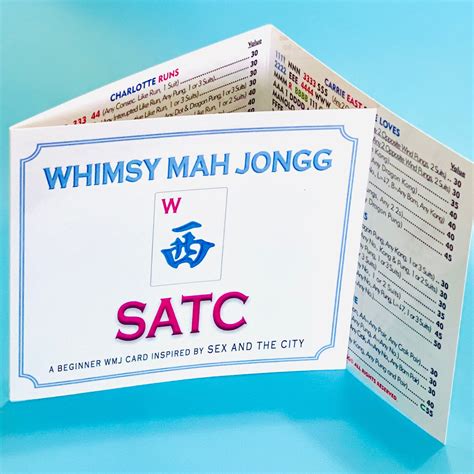 Sex And The City Inspired Mah Jongg Card Beginner Whimsy Mahjong Play Etsy