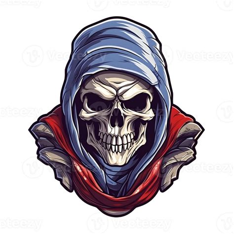 Ai Generated Assassin Skull Logo Or Emblem Illustration Isolated On