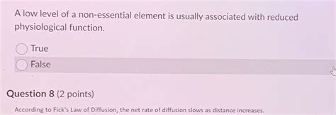 Solved A Low Level Of A Non Essential Element Is Usually