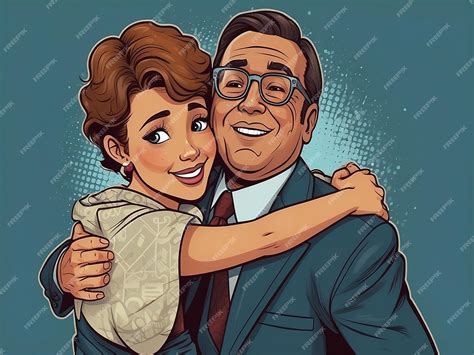 Premium Photo A Cartoon Of A Couple Hugging And A Man Hugging Him