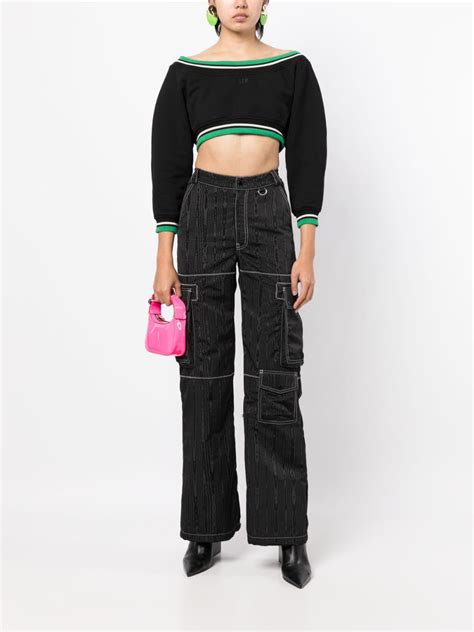 Msgm Boat Neck Cropped Sweatshirt Farfetch