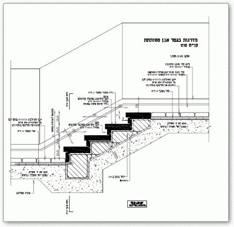 פרטי בנין מדרגות יצוקות בגמר אבן מסותתת Interior Architecture