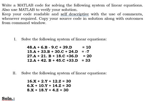 Solved Write A Matlab Code For Solving The Following System