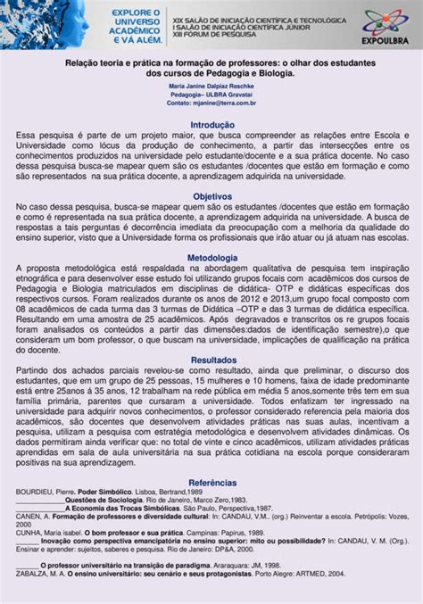 Pdf Relação Teoria E Prática Na Formação De Professores O Olhar Dos