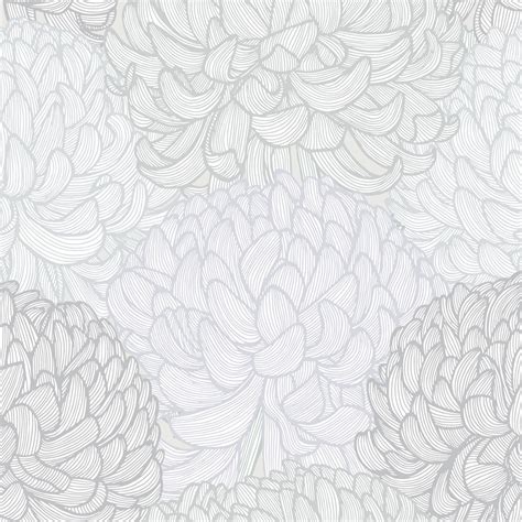 Japanese Chrysanthemum Soft Grey Wallpaper Patricia Braune Kiku