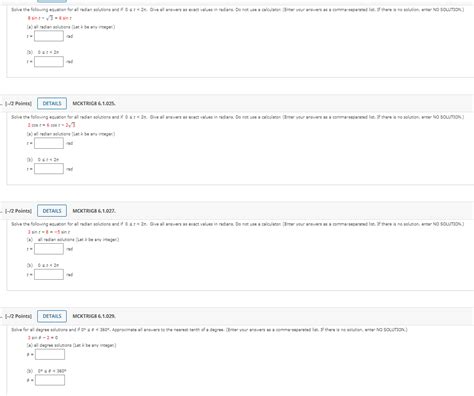 Solved Solve The Following Equation For All Radian Solutions