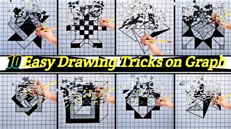 10 Easy Drawing Tricks On Graph Paper 3D Drawing Optical Illusion