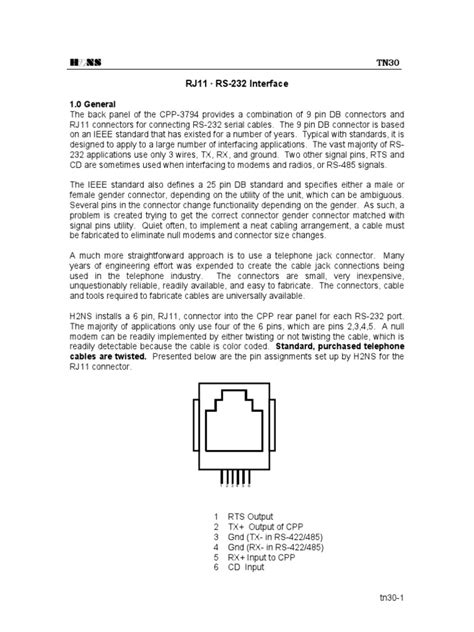 Rj11 Rs 232 Interface Pdf Electrical Connector Physical Layer Protocols