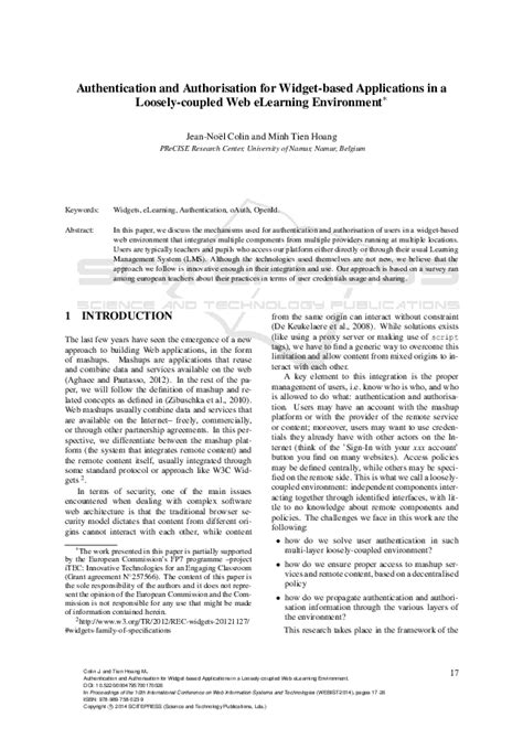 pdf authentication and authorisation for widget based applications in