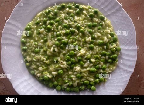 Typical Dish Of Traditional Venetian Cuisine Rice And Peas Risi E Bisi