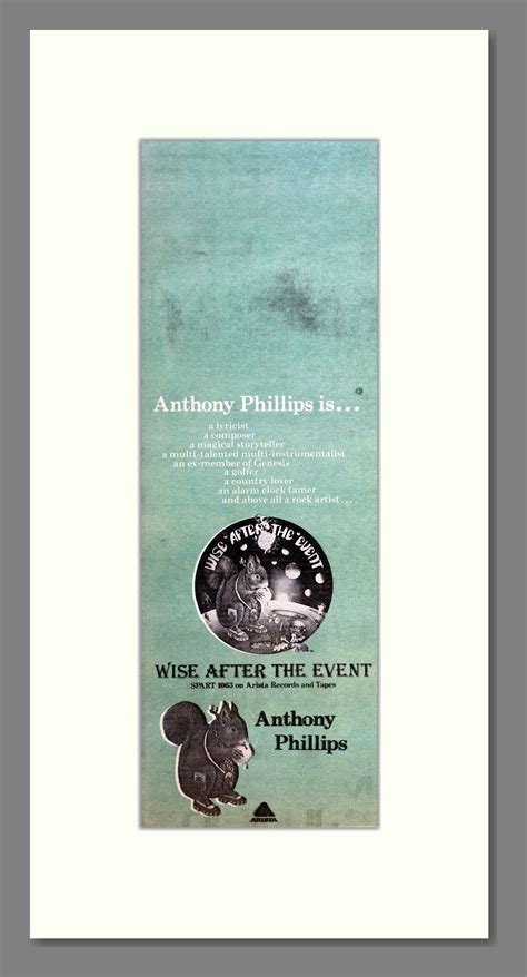 Anthony Phillips Wise After The Event Vintage Advert 1978 Ref Ad20 The Nostalgia Shop