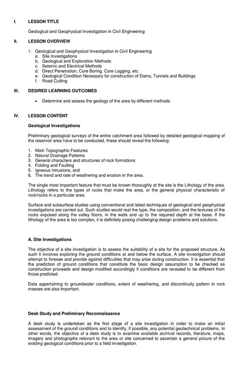 Geological And Geophysical Investigation In Civil Engineering I