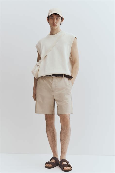 Šortky Chino Regular Fit Světle Béžová MuŽi Handm Cz